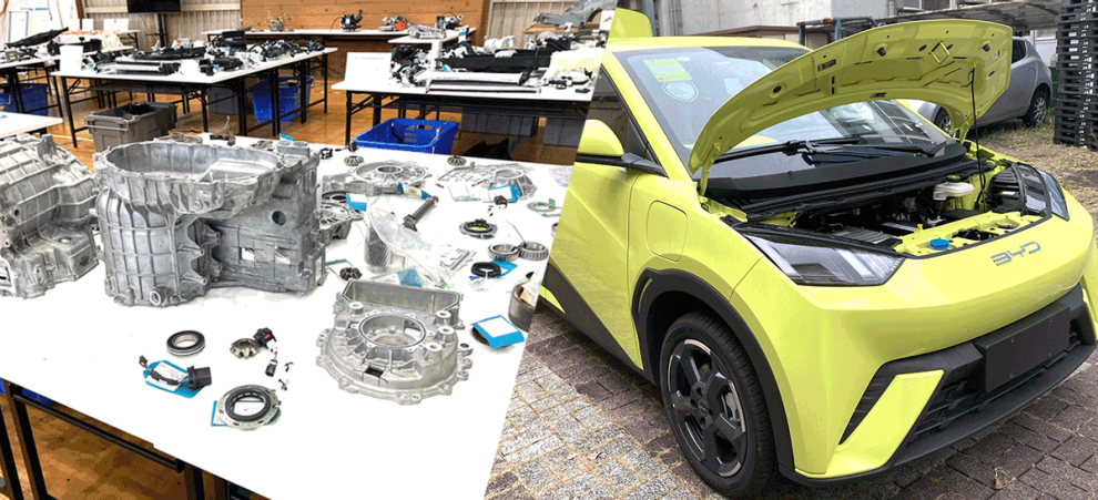 Disassembled Parts & EV Display at AUTOMOTIVE WORLD